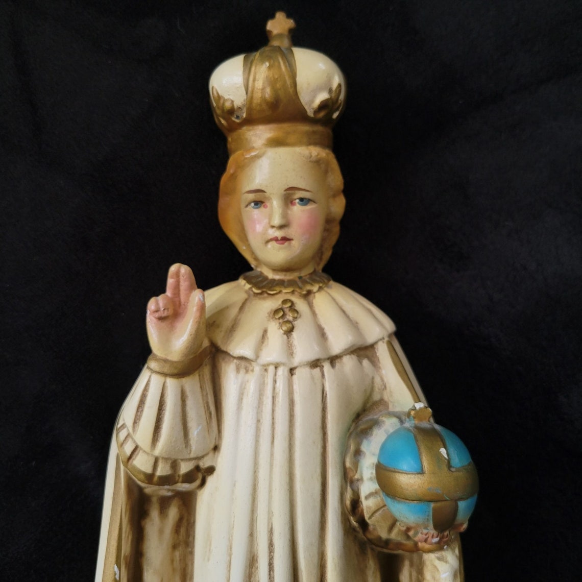 Vintage Infant of Prague Statue Child Jesus Statue Chalkware Figure 17 ...