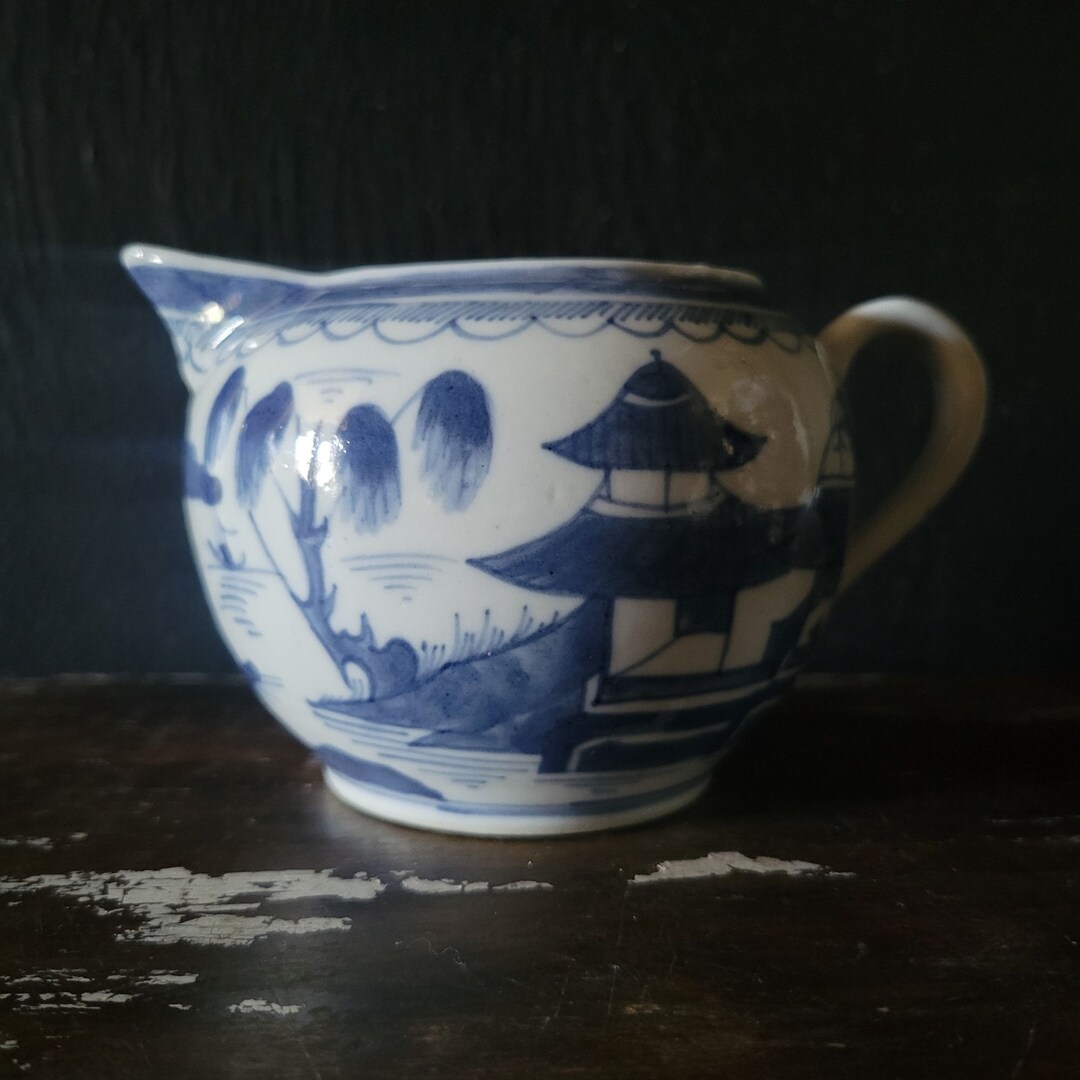 Vintage Chinoiserie Milk Jug, Blue and White Jug, Chinese Pitcher ...
