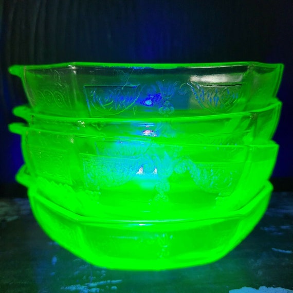 4 Anchor Hocking Princess Pattern Green Depression Glass - Etsy
