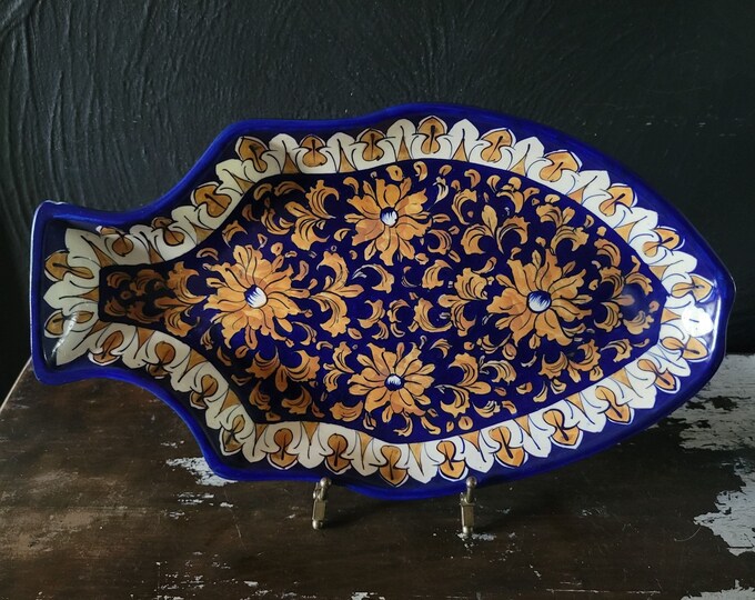 Manzoor Blue Pottery Fish Plate, Pakistan Pottery - Etsy