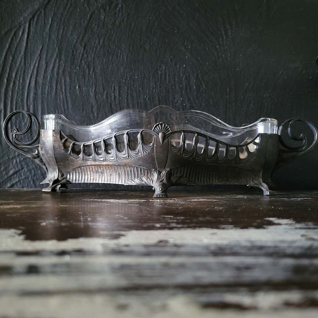 Antique Silverplate Art Nouveau Jardinière W/glass Insert, WMF C.1900 ...