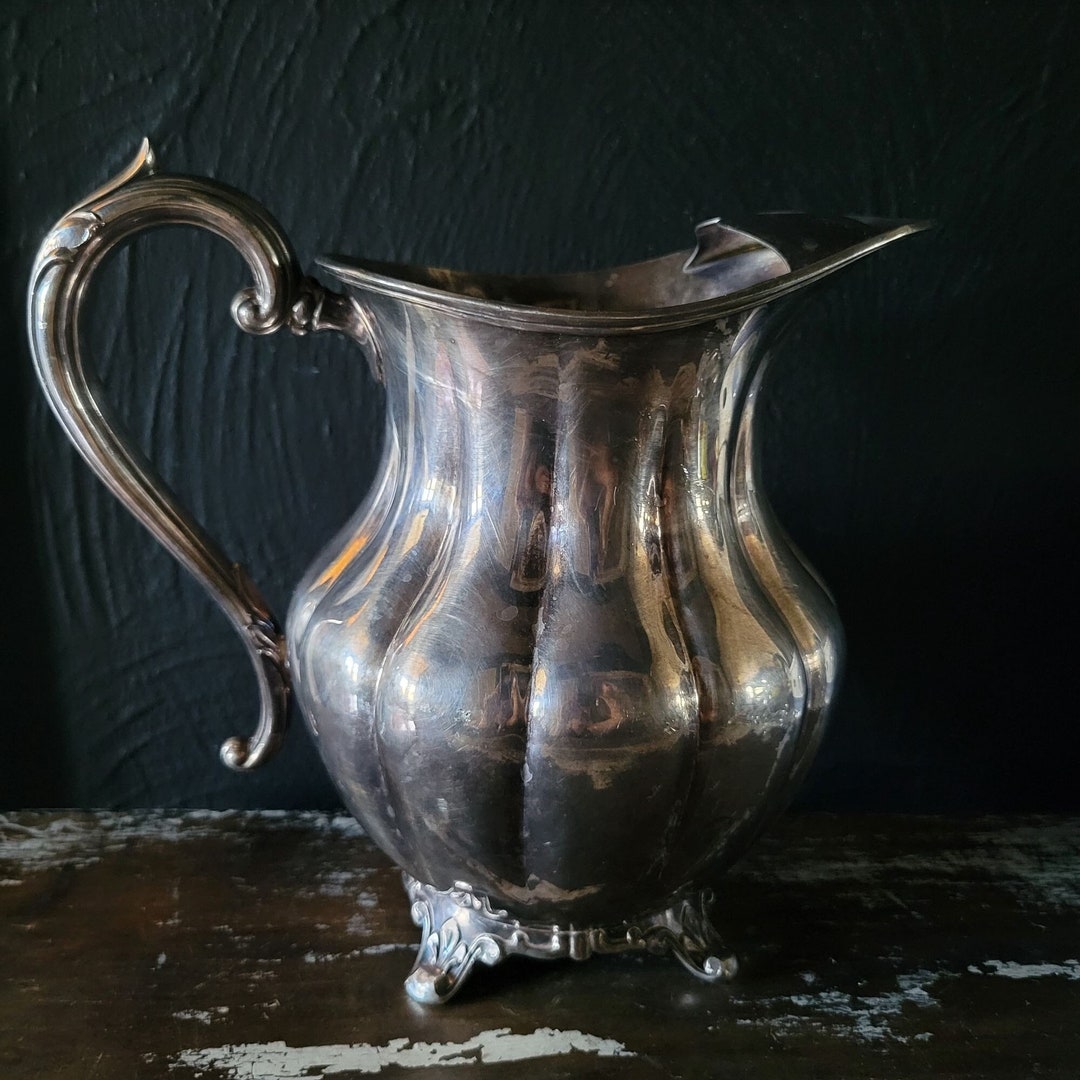 Vintage Water Pitcher Silver Plated Oneida Community Sheffield Repro W ...