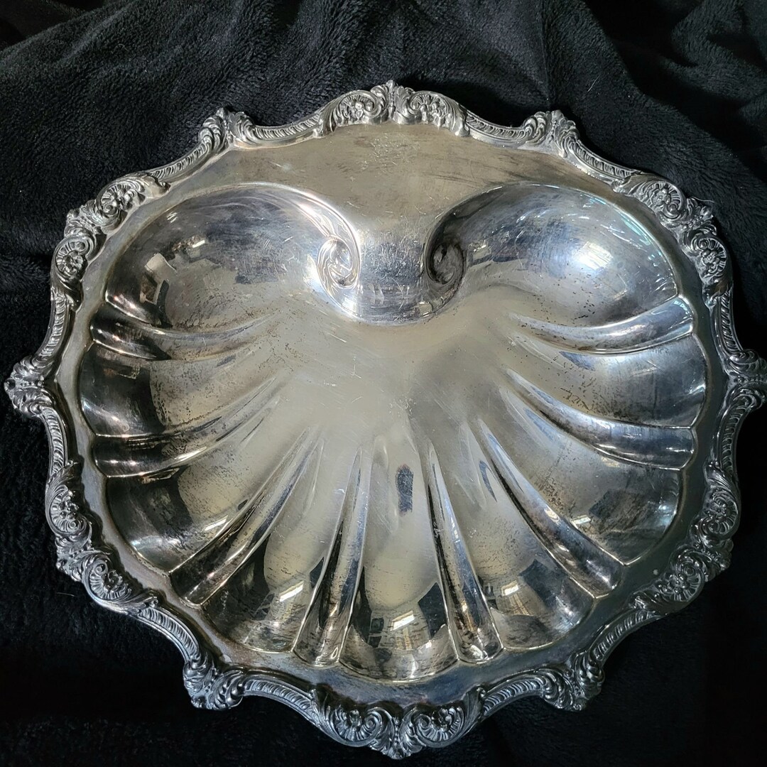 Vtg Poole Old English Silverplate Centerpiece Shell Bowl /serving Bowl W/gadroon - Etsy