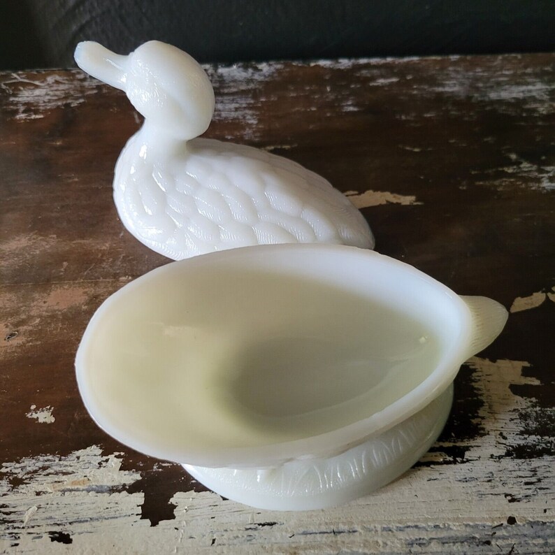 Antique Vallerysthal French Opaline Milk Glass Duck Box French - Etsy