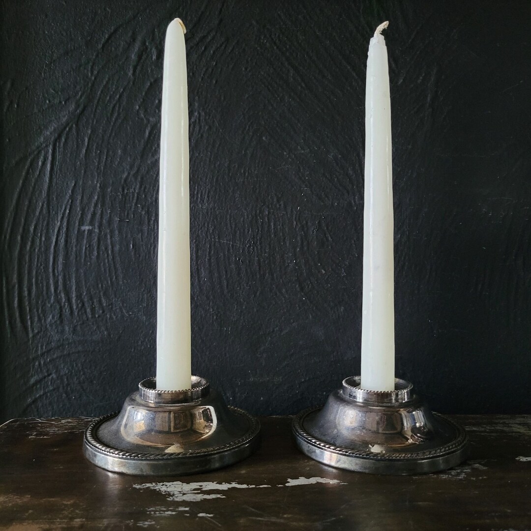 Pair of Vintage EPB England Low Profile Silverplate Candleholders, Gadroon Edge - Etsy