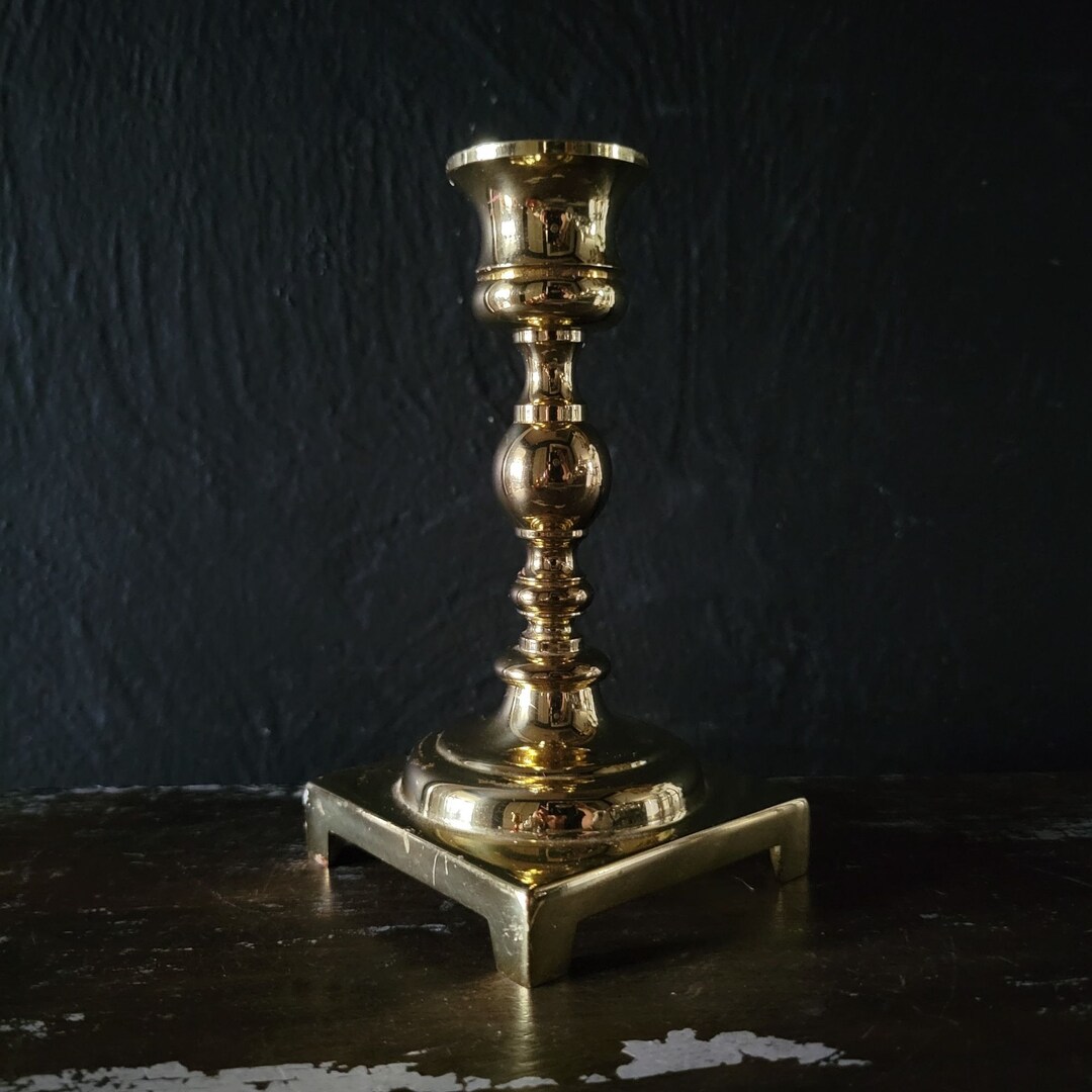 Vintage Solid Brass Candle Holder With Legs, Vintage Brass Candlestick ...