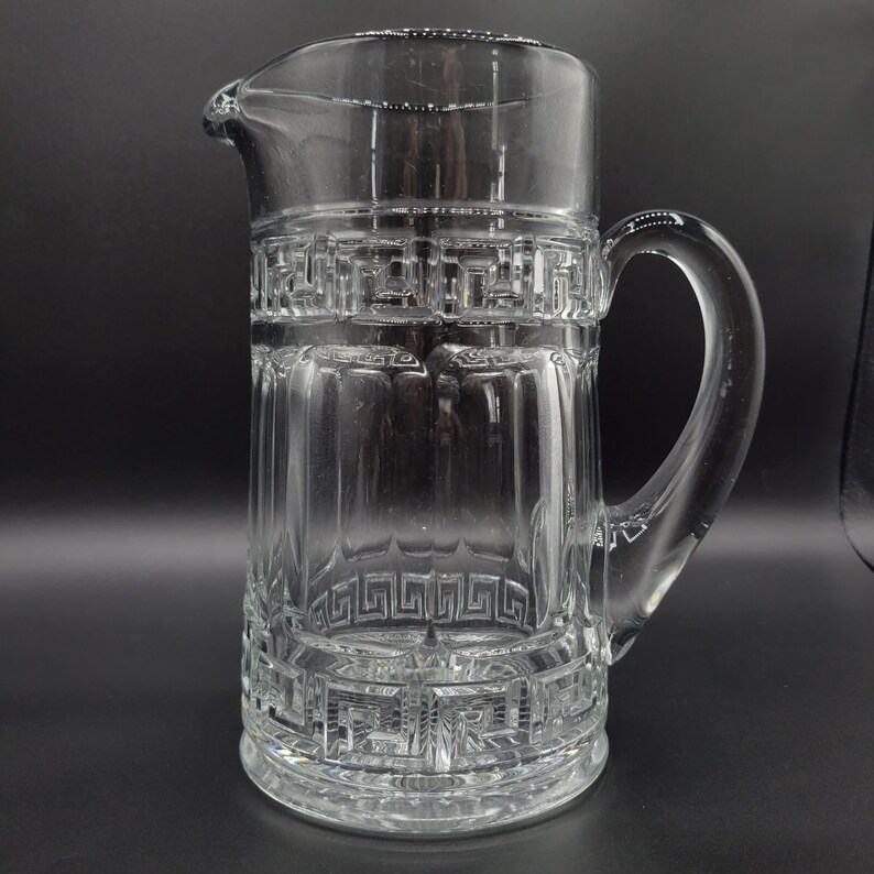 Large Antique Heisey Greek Key Pitcher Heavy Glass Pitcher - Etsy