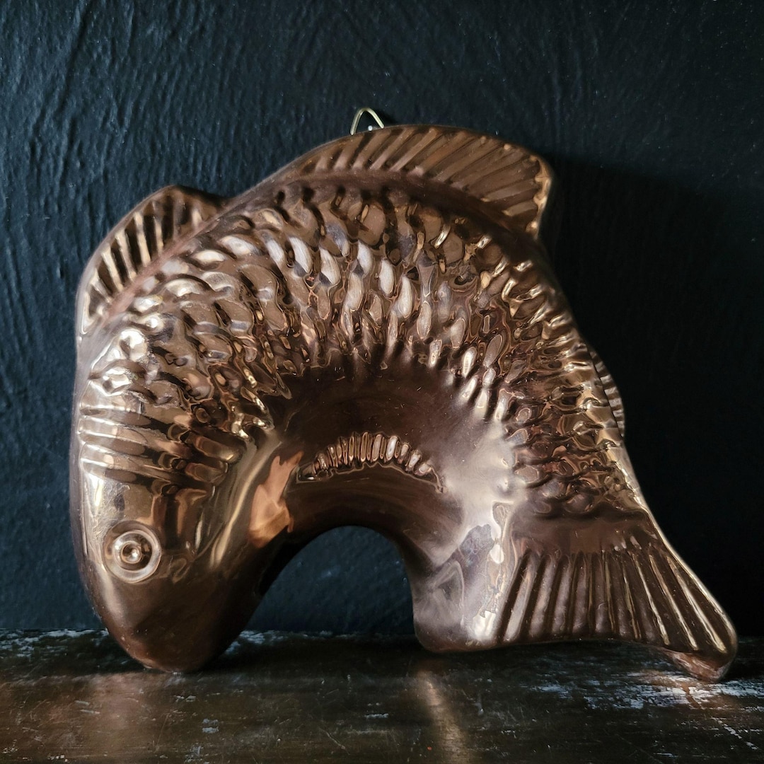 Vintage Copper Fish Mold, Gelatin Mold, Farmhouse Kitchen, Cottagecore ...