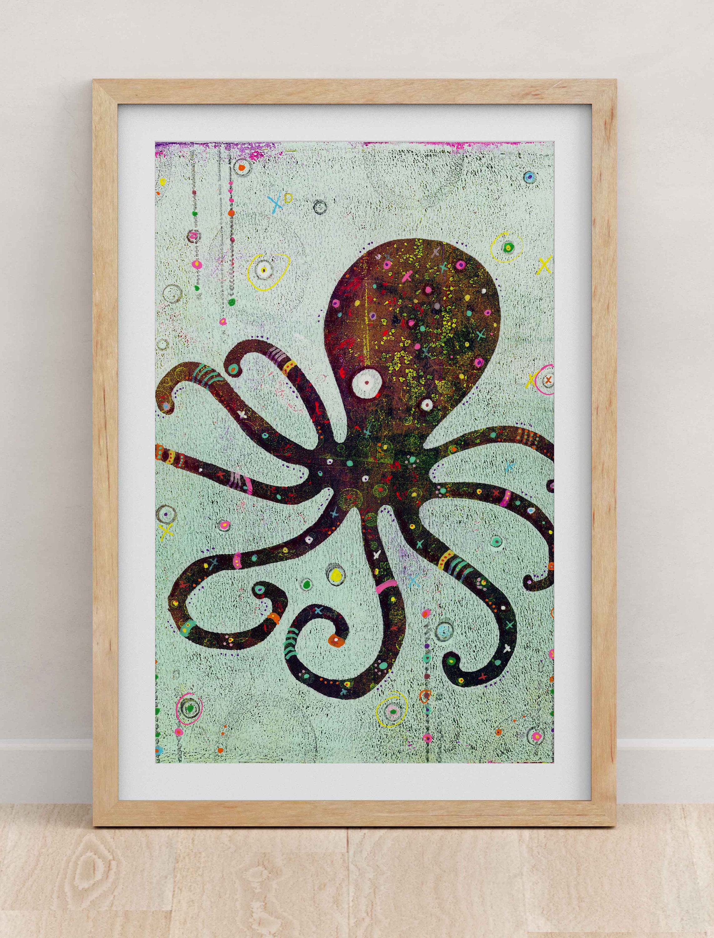 Octaviowith Frame 14 X 17 Octopus Artwork Octopus With Heart Legs ...