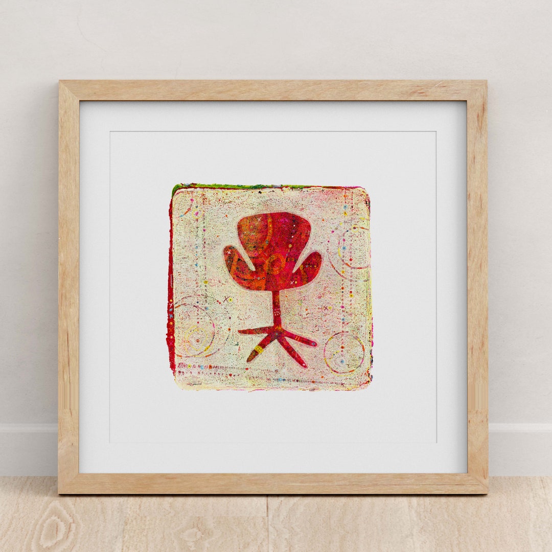 Midcentury Red Swan Chair | 9"x9" Midcentury Swan Chair Print | Arne ...