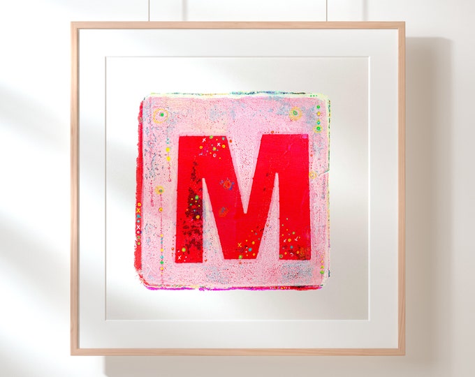 Letter M Wall Art Letter M Artwork Letter M Acrylic Print Uppercase ...