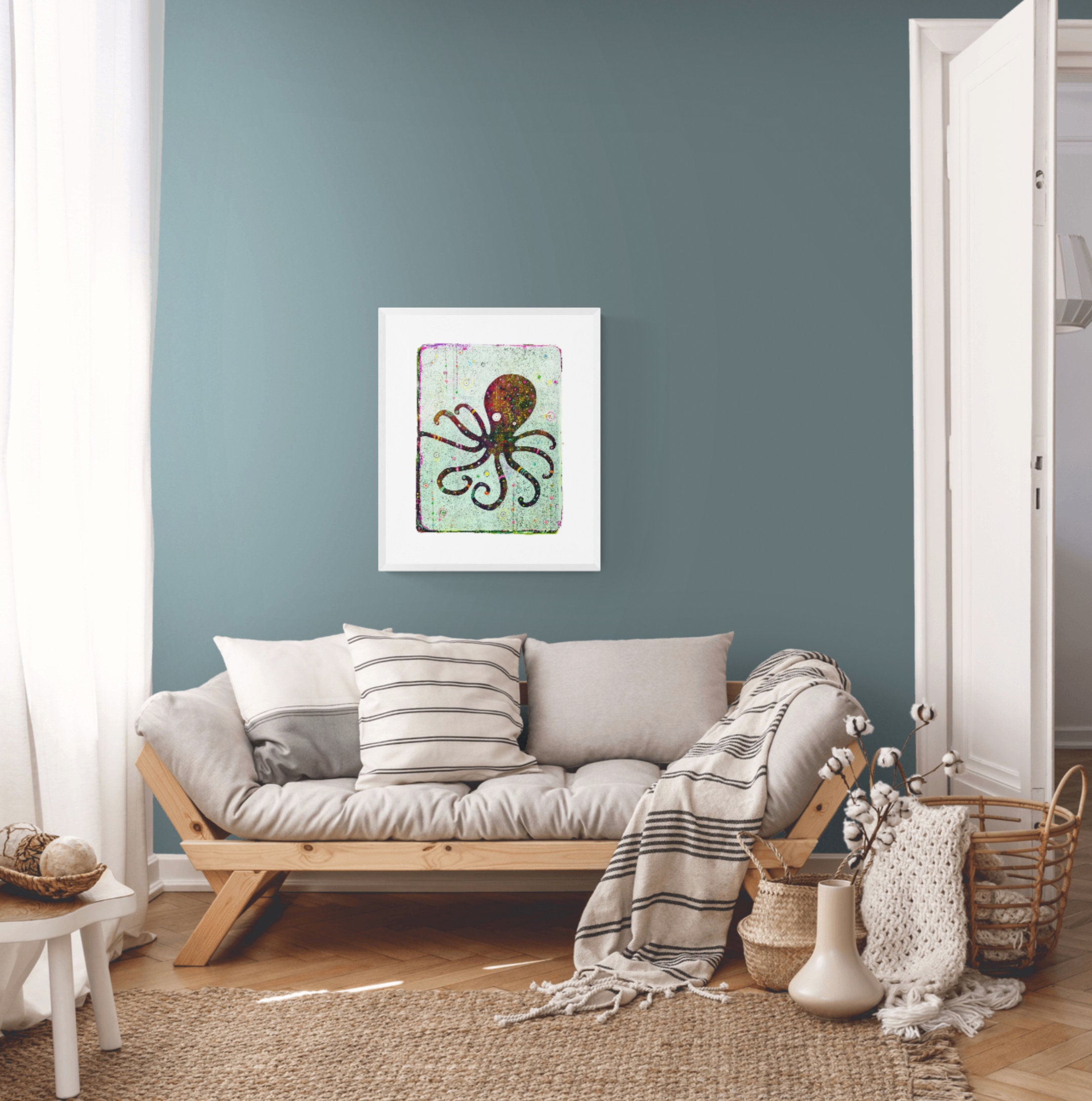 Octaviowith Frame 14 X 17 Octopus Artwork Octopus With Heart Legs ...