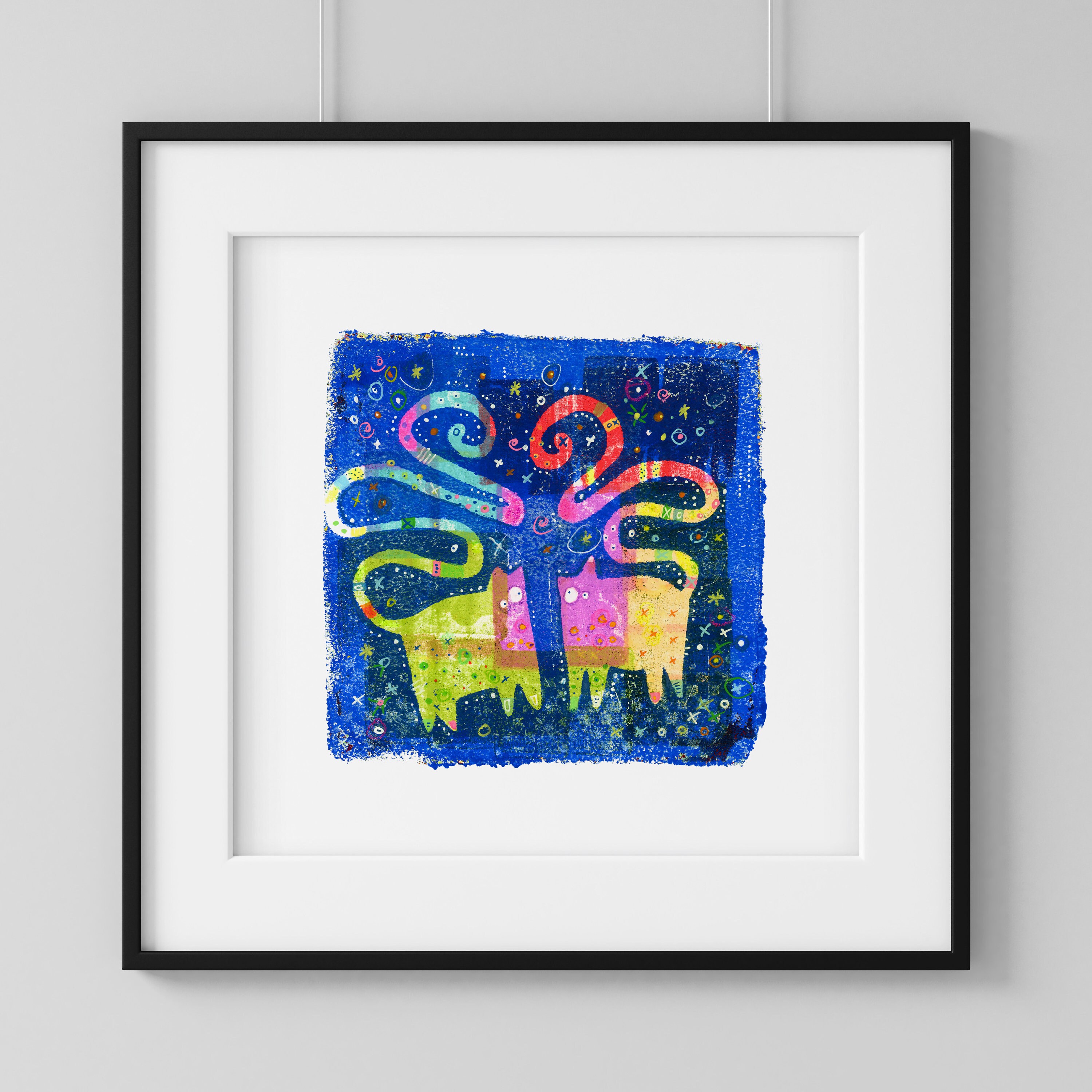 Tall Love Tales—multicolored | 9"x9" Cat Tails Make a Heart Print ...