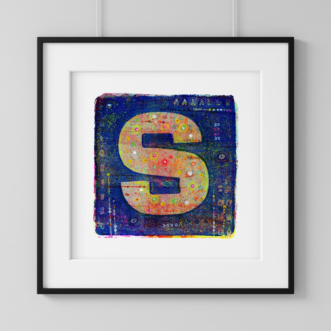 Letter S | Letter S Artwork | Letter S Wall Print | Blue Capital Letter ...
