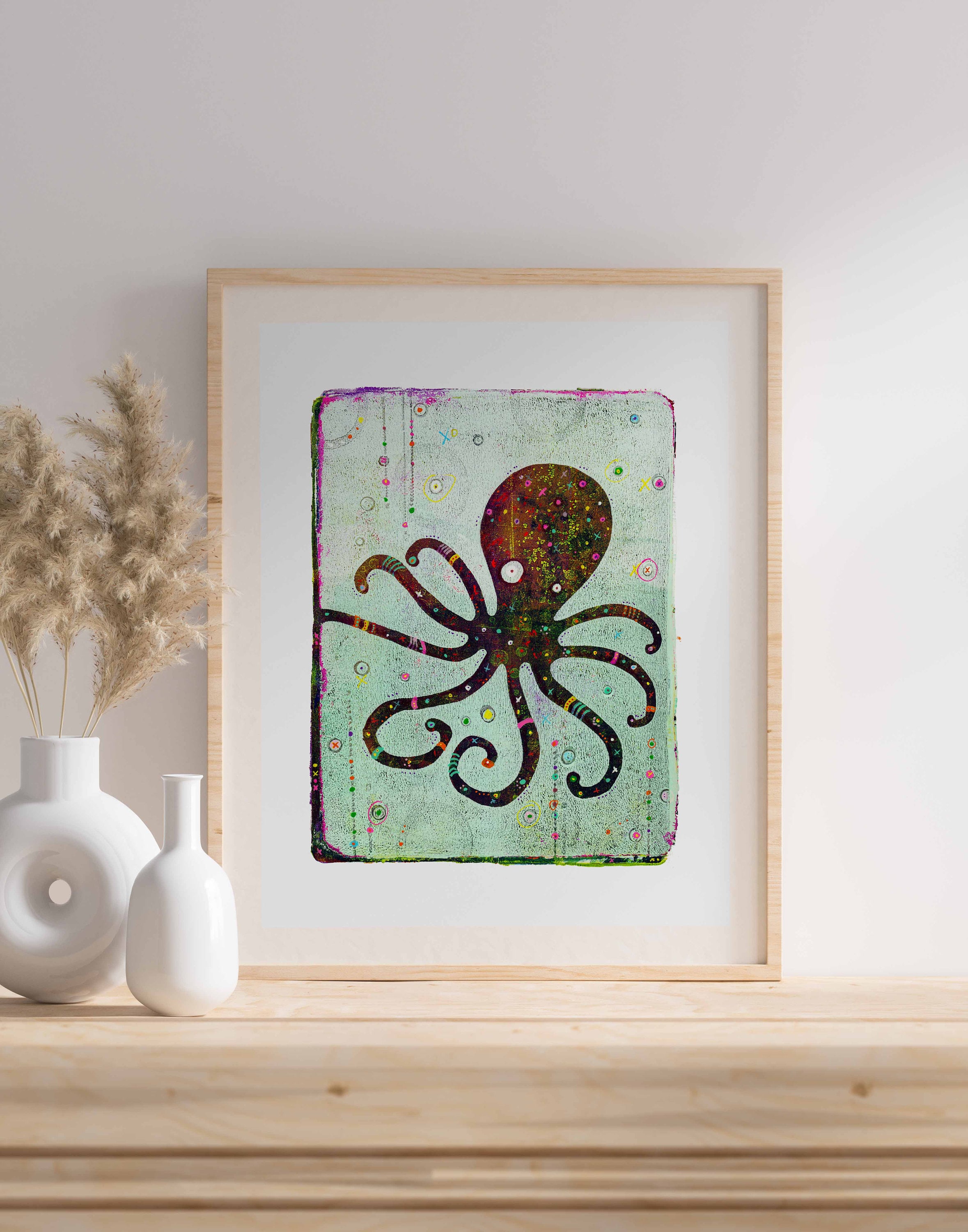 Octaviowith Frame 14 X 17 Octopus Artwork Octopus With Heart Legs ...
