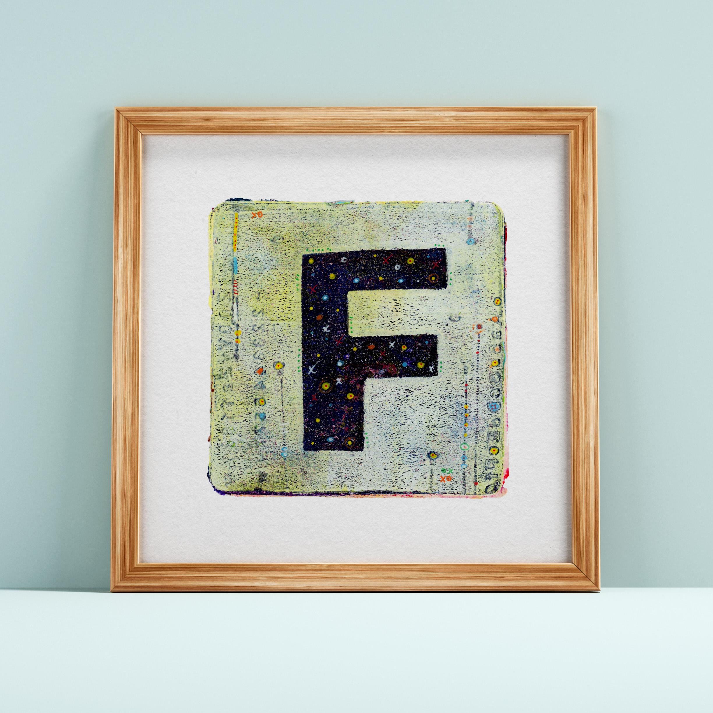 Letter F | Letter F Artwork | Letter F Wall Print | Blue Letter F ...