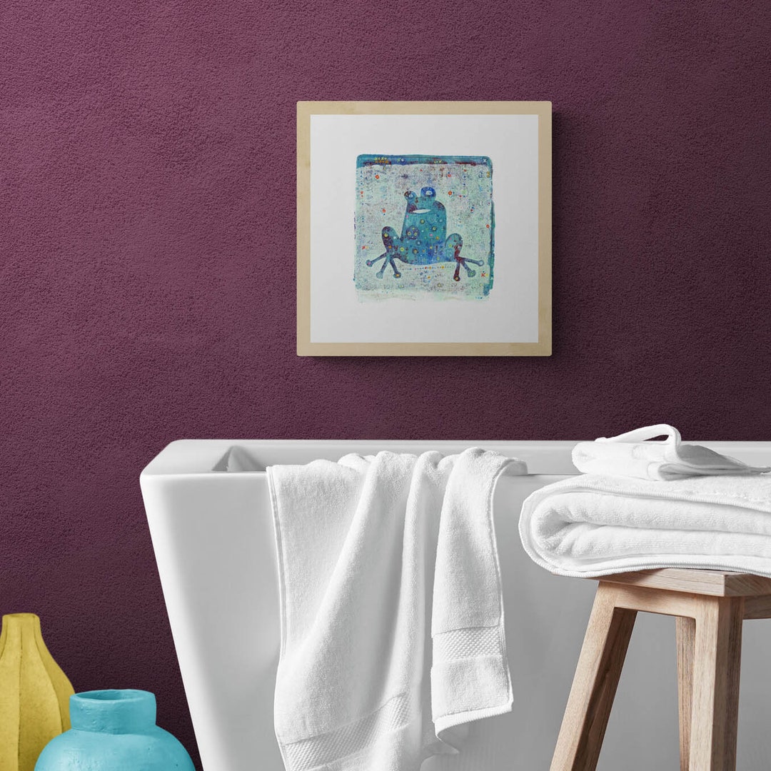 Give a Frogin Blue 9x9 Happy Frog Artwork Blue Frog Wall Art Frog ...