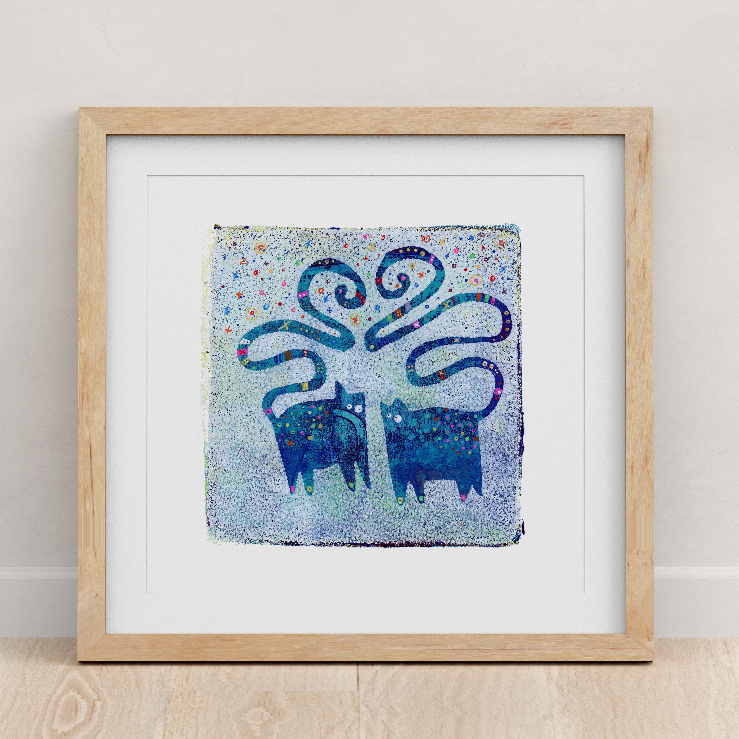 Tall Talesblue 9x9 Cats With Long Tails Cat Pattern Cat Wall Art ...