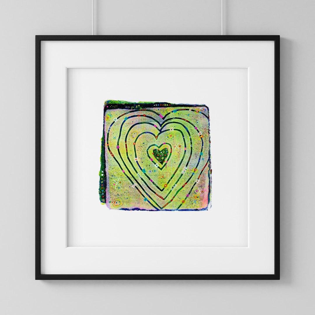 Surrounded | Love Wall Art | Heart Art | Hearts | Yellow Green | Family ...