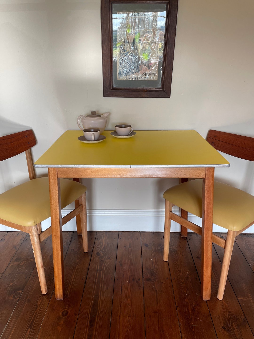 Vintage Mid Century Yellow Formica Kitchen Table. - Etsy UK