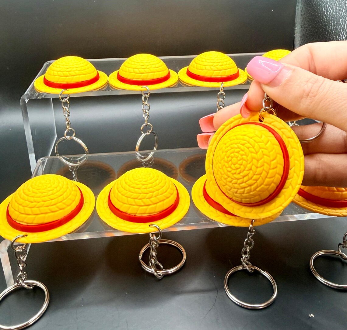 Straw Hat Keychain Anime, One Piece - Etsy