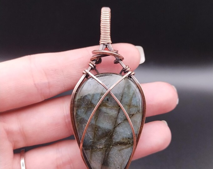 Wire Wrapped Labradorite Pendant - Etsy