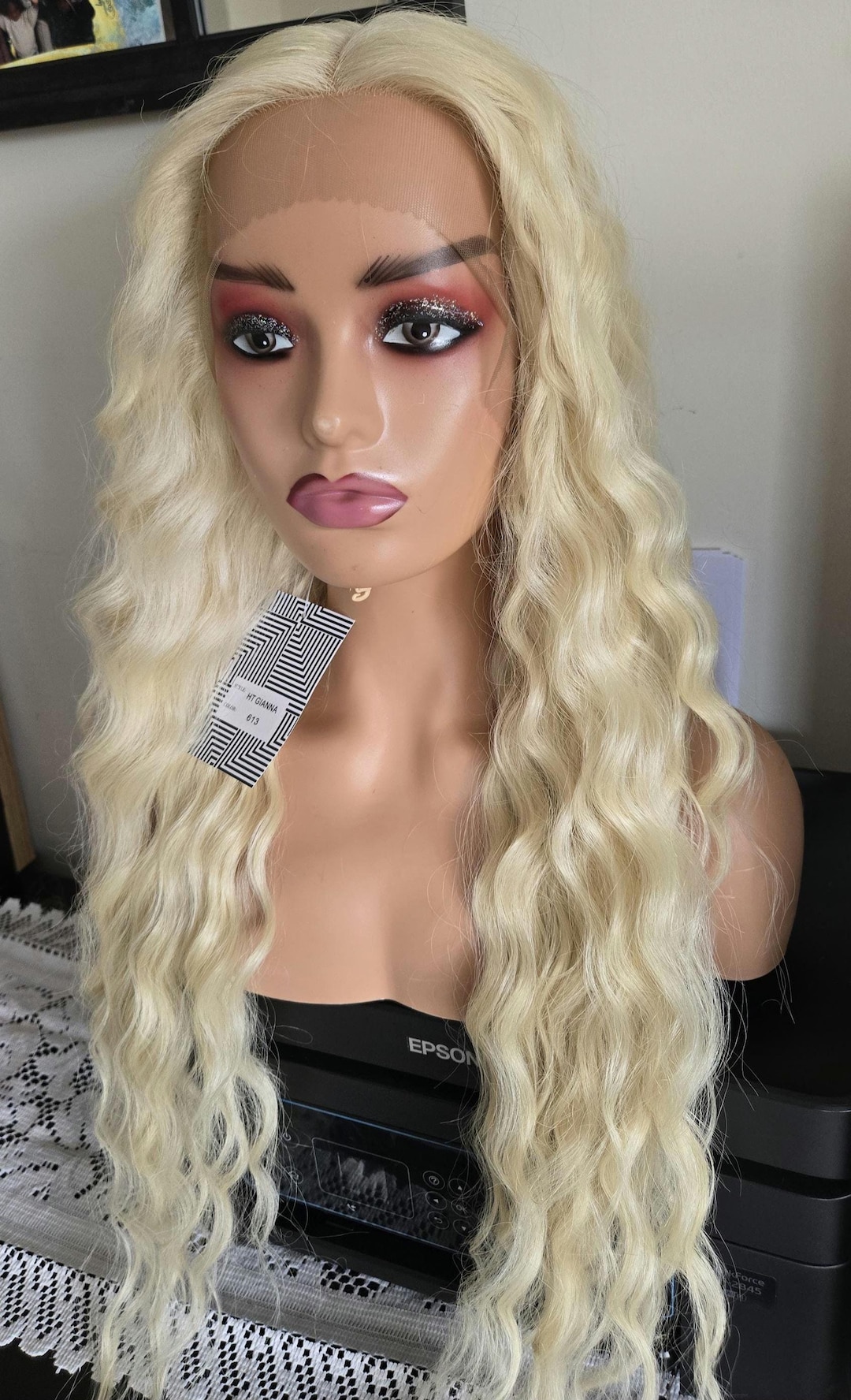 Deep Wave Middle Part Part 613 Blonde Synthetic Hair Lace Front Wig for ...