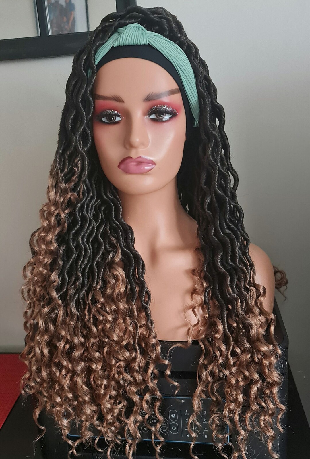 Headband Faux Locs Goddess Wig Crochet Headband Black Locs Crochet Wig ...