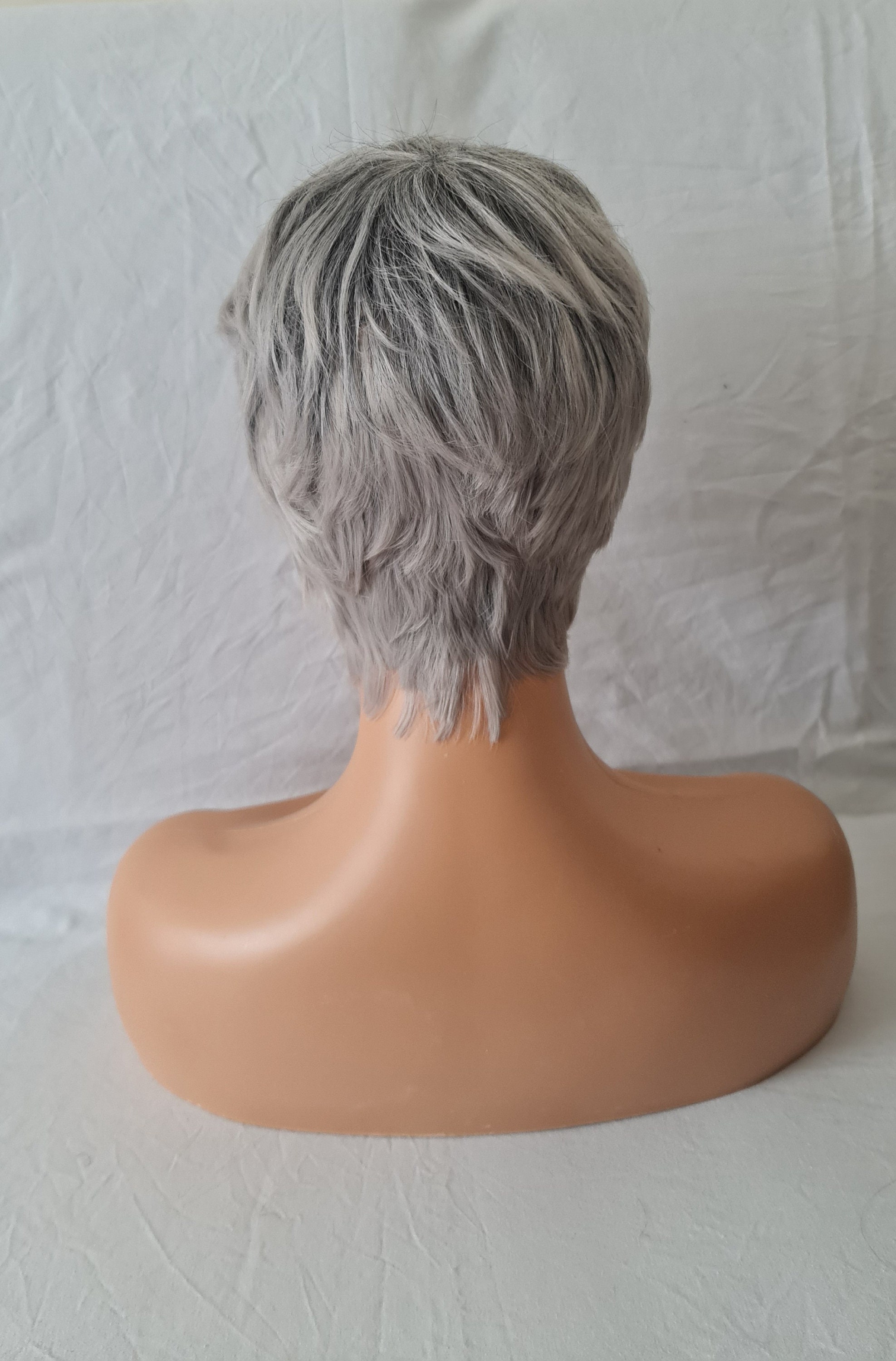 Swoop Bang Pixie Cut Wig Gray Mix Black Short Style Wig Salt Pepper Gray Hair Wig /gray Pixie ...
