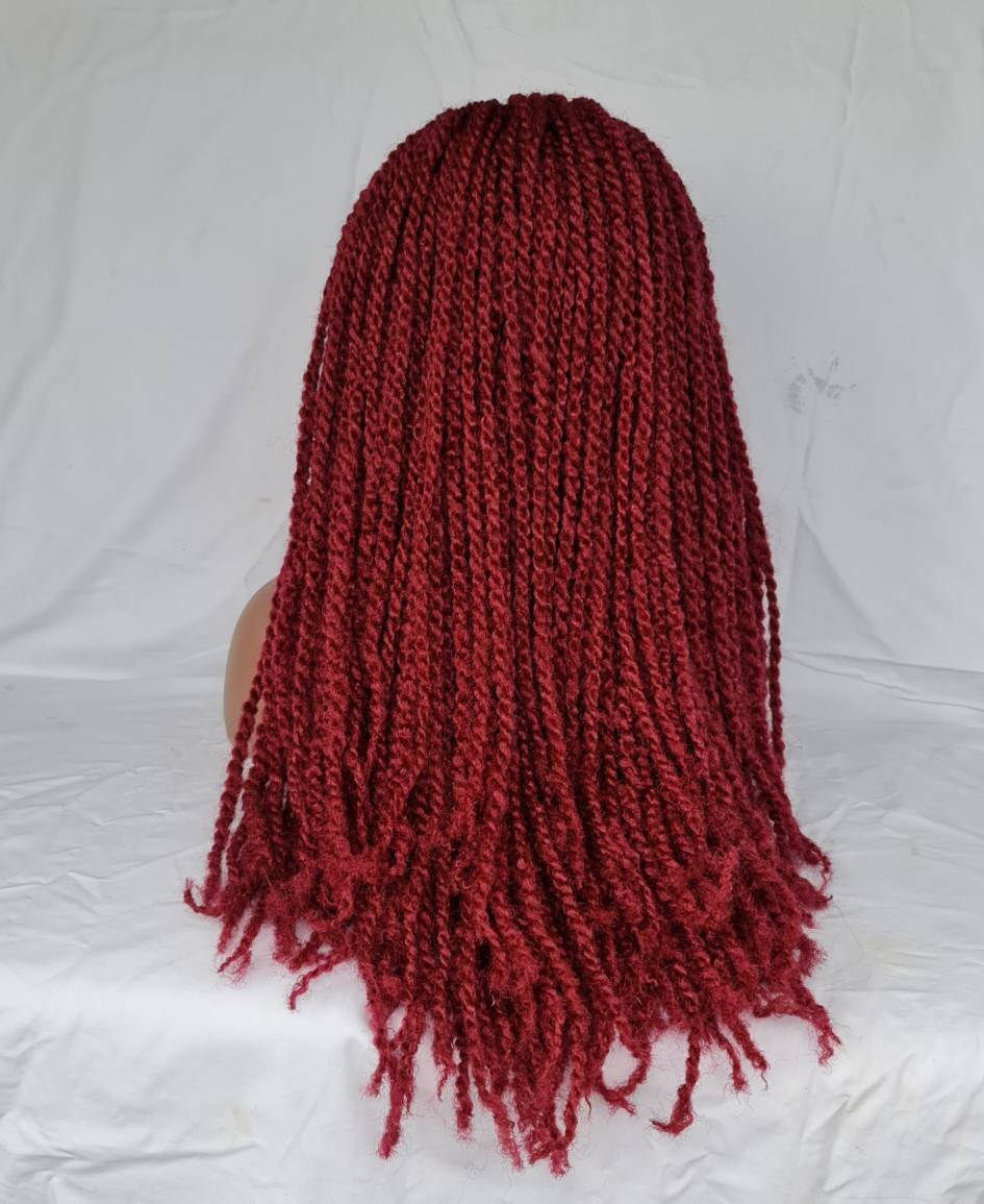 Headband Wig Twisted Kinky Wig Red Twisted Wig,handmade Long Red Kinky ...