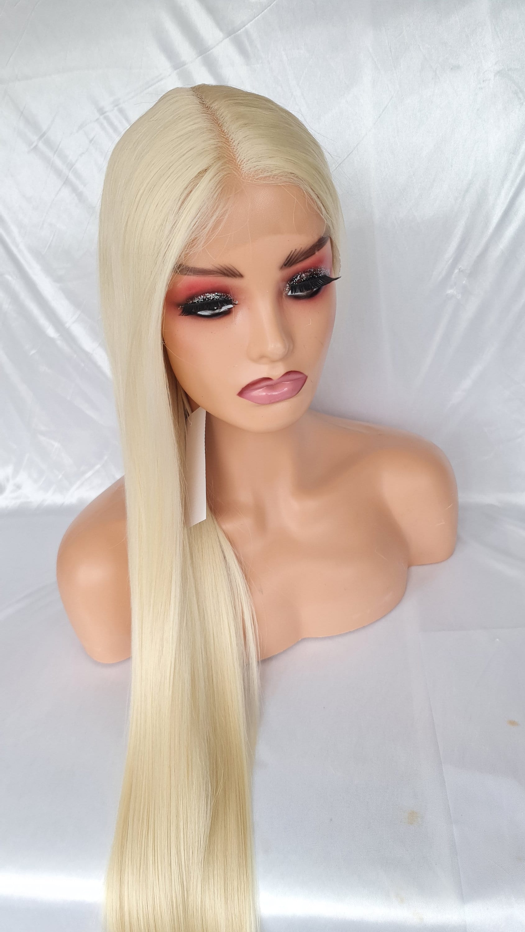 Straight Middle Part Part 613 Blonde Synthetic Hair Lace Front Wig for ...