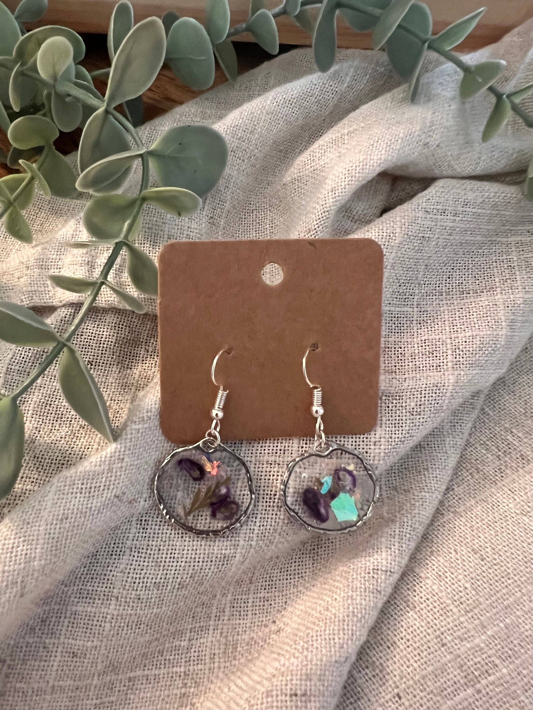 Metal Circe Pressed Flower Earrings - Etsy