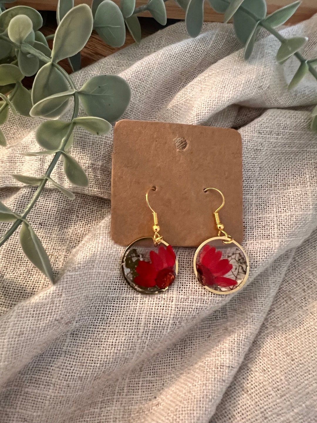 Metal Circe Pressed Flower Earrings - Etsy