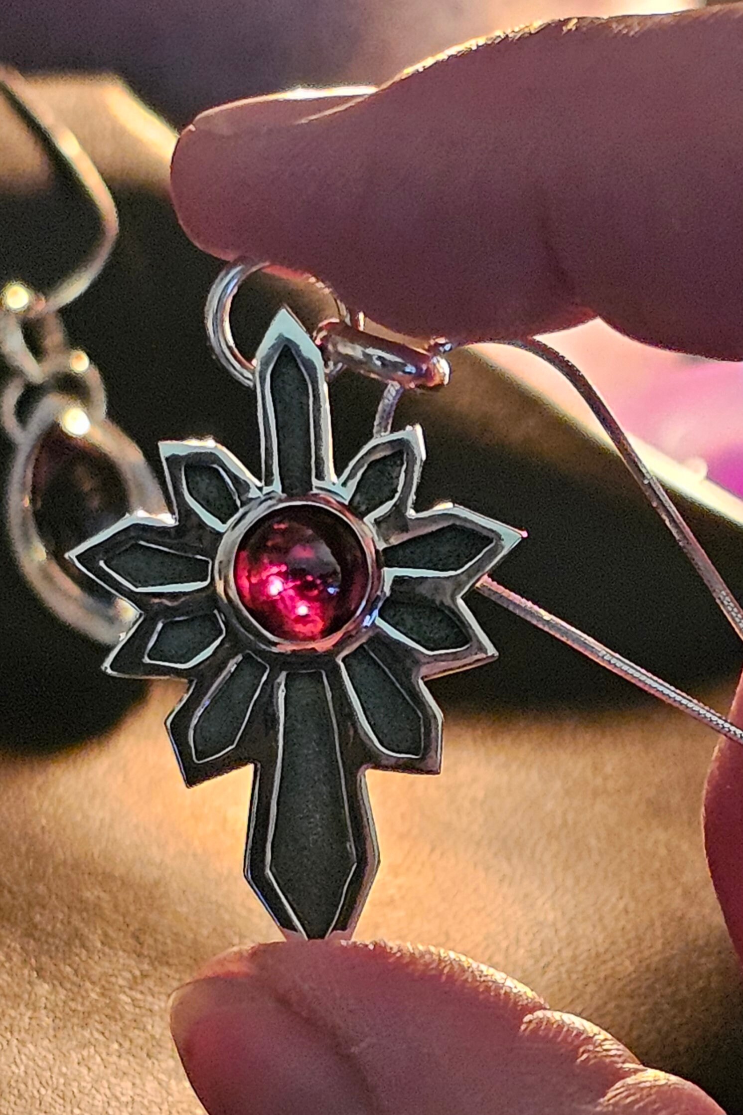 Garnet Sterling Silver Starfire Pendant Silver Necklace - Etsy