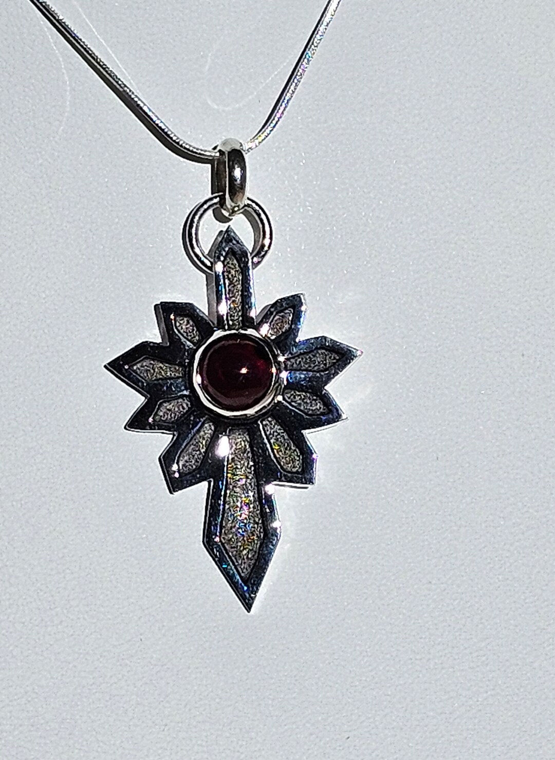 Garnet Sterling Silver Starfire Pendant, Silver Necklace, Silver Gifts ...