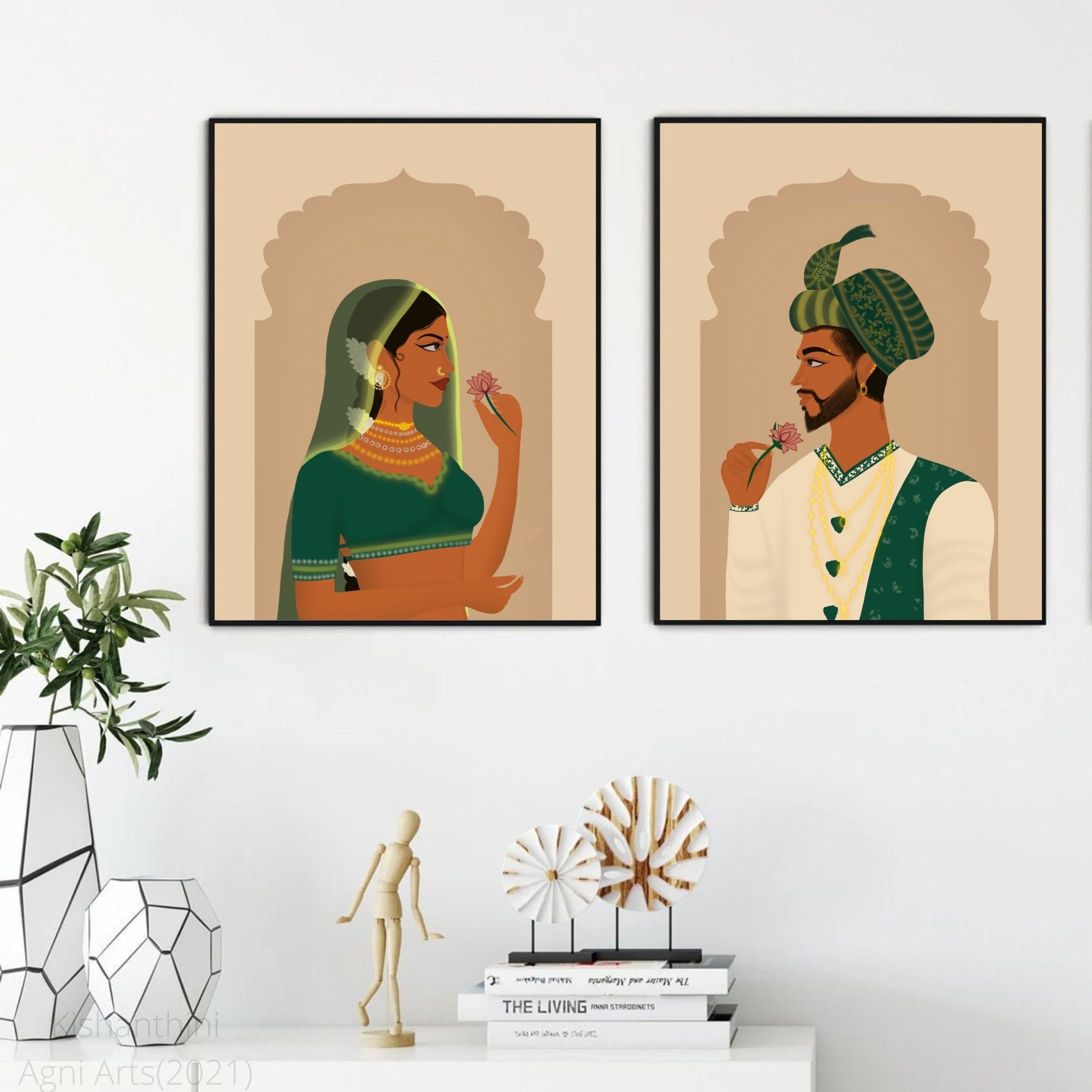 King and Queen, Raja Rani Aesthetic/ Rajasthani, Mughal, Set of Two ...