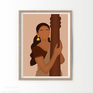 Boho South Asian Woman Art / Desi, India, Bohemian Wall Art, Home Decor ...