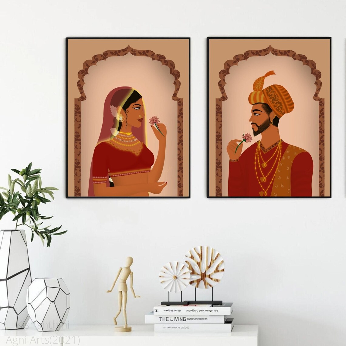 King and Queen, Raja Rani Aesthetic/ Rajasthani, Mughal, Set of Two ...