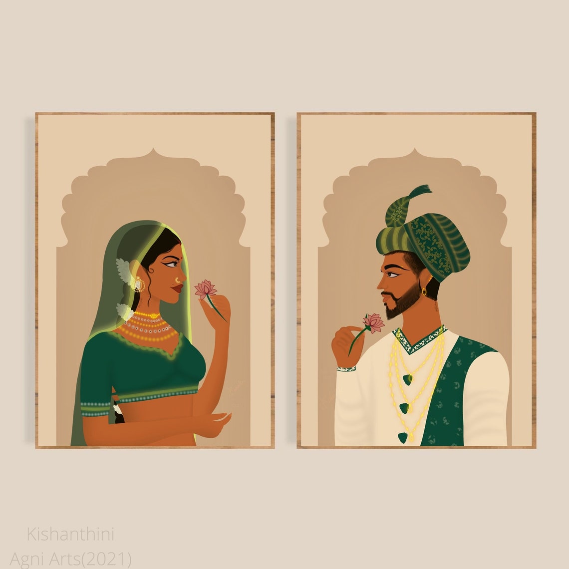 King and Queen, Raja Rani Aesthetic/ Rajasthani, Mughal, Set of Two ...