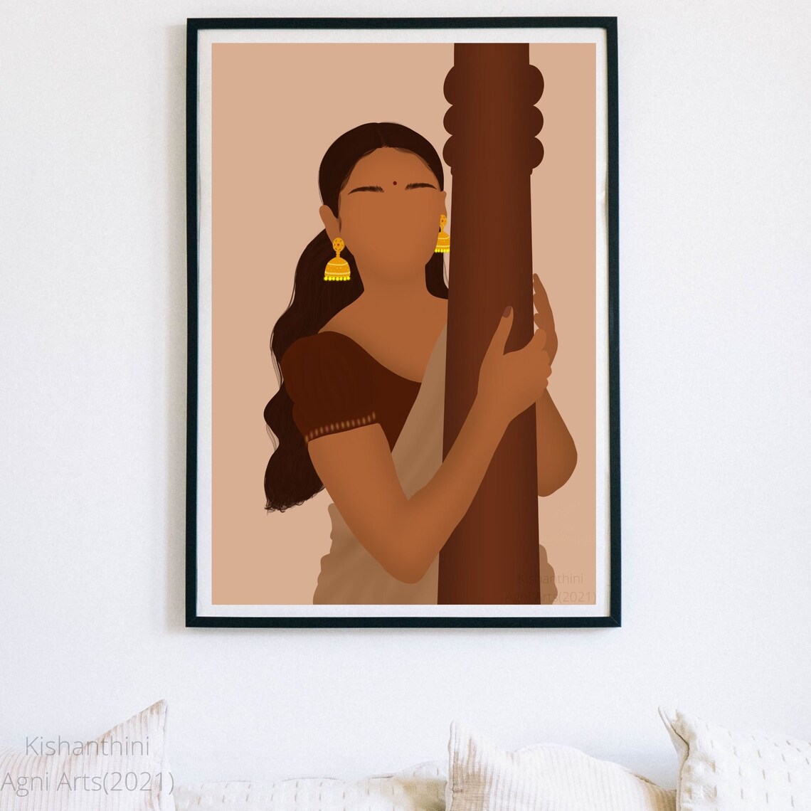 Boho South Asian Woman Art / Desi India Bohemian Wall Art - Etsy