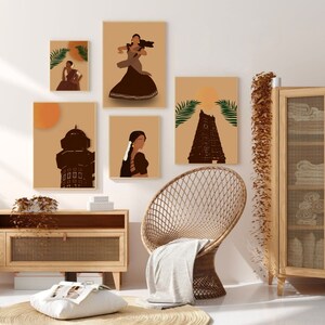 Boho Set of Five Wall Art/ South Asian Aesthetic, Bohemian, Desi Decor ...