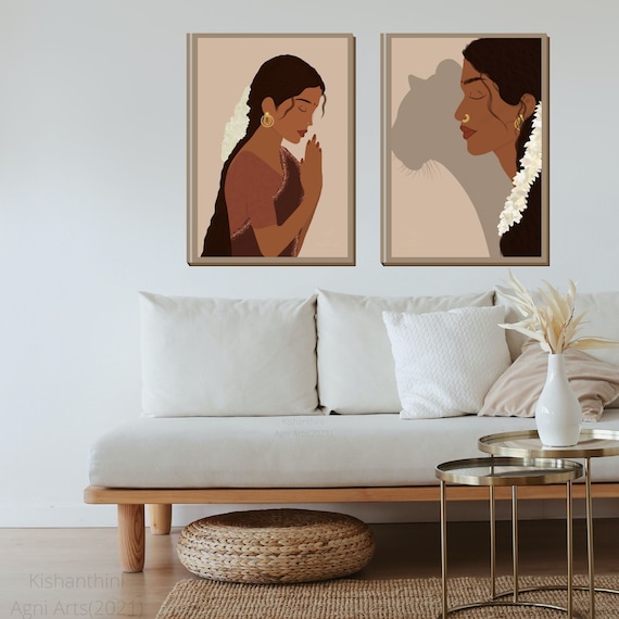 South Asian Art Pieces With a Splash of Boho Colours Set of | Etsy