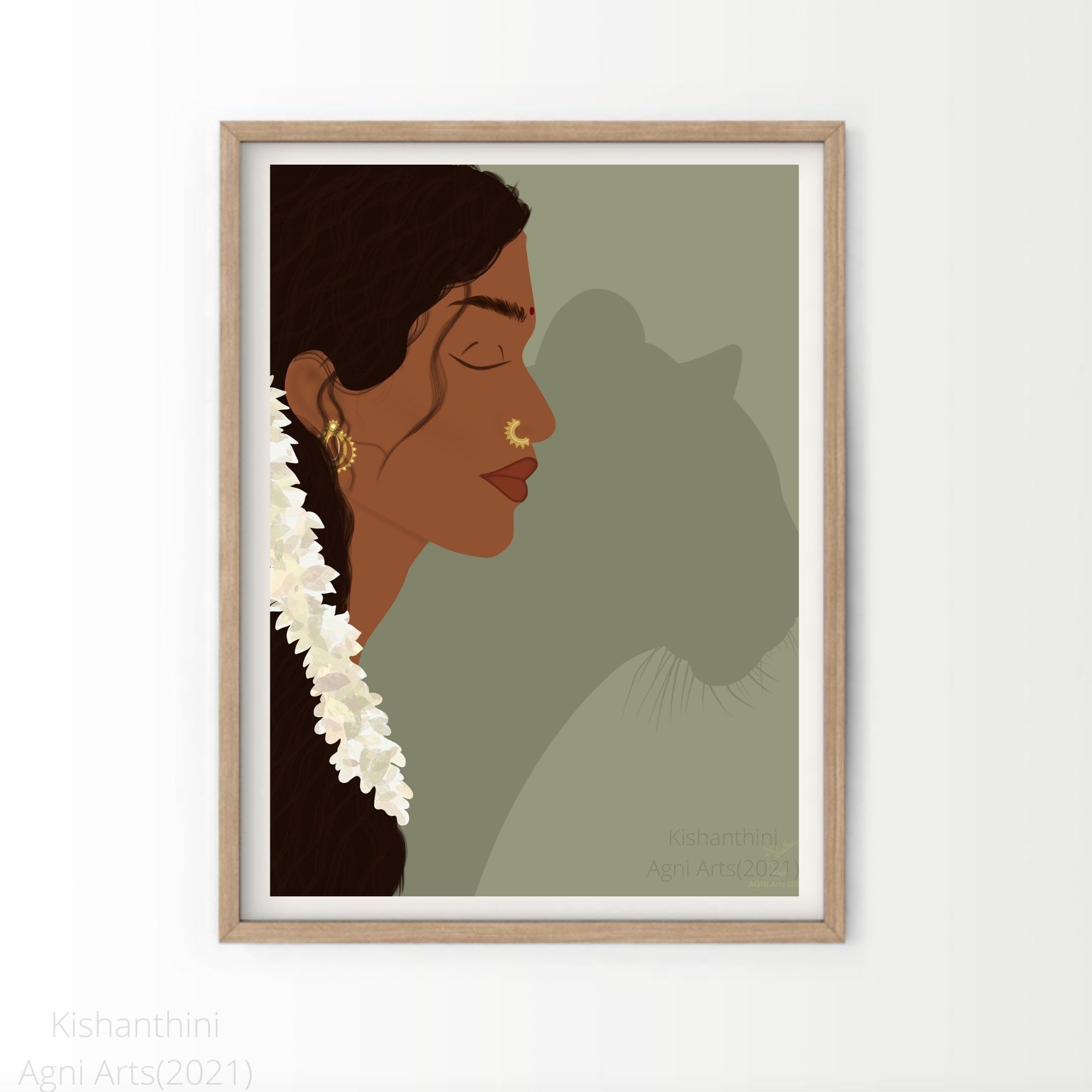 Tamil Woman Tiger Shadow Art Wall Art Print South Asian - Etsy Canada