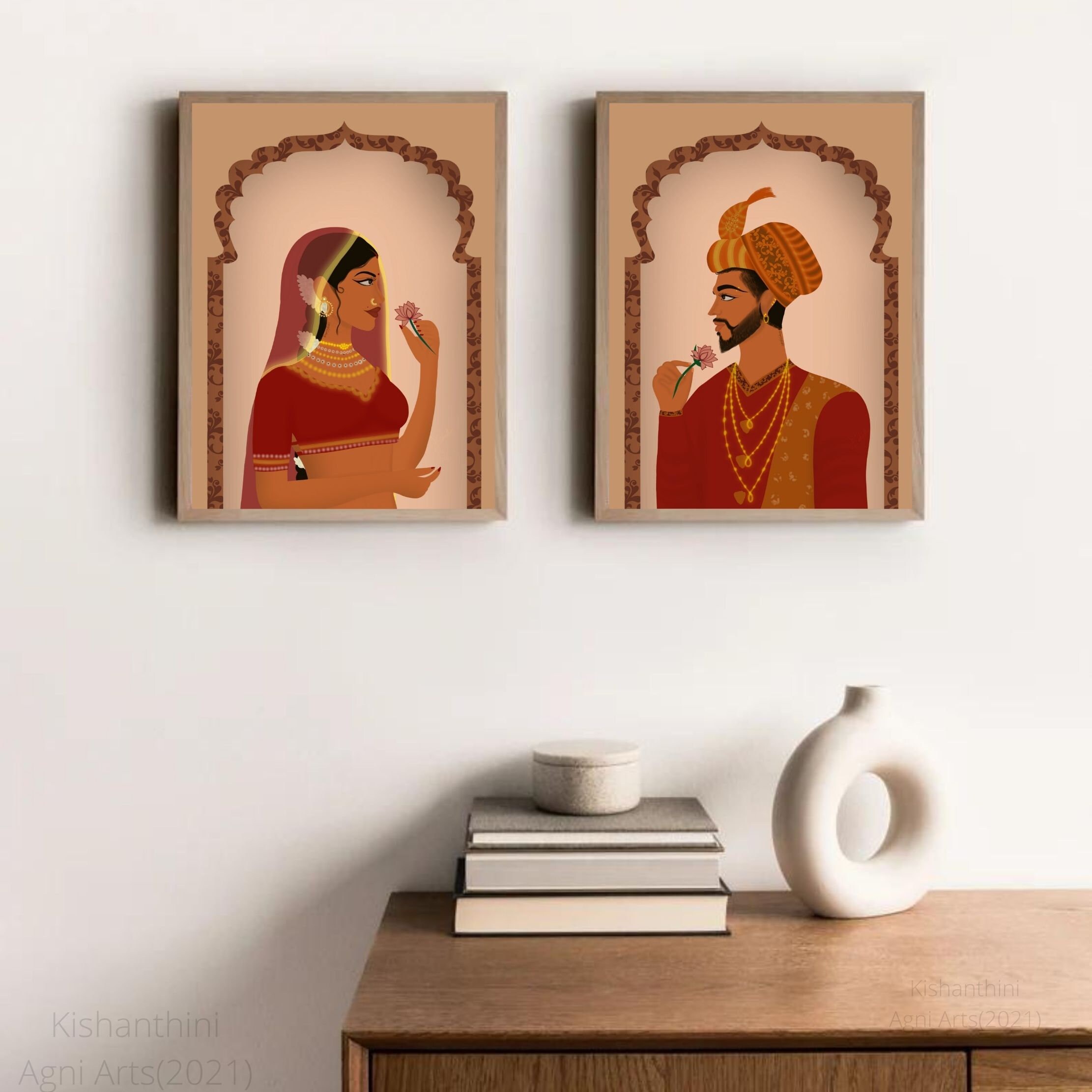 King and Queen, Raja Rani Aesthetic/ Rajasthani, Mughal, Set of Two ...