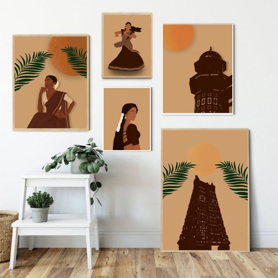 Boho Set of Five Wall Art/ South Asian Aesthetic Bohemian | Etsy Canada