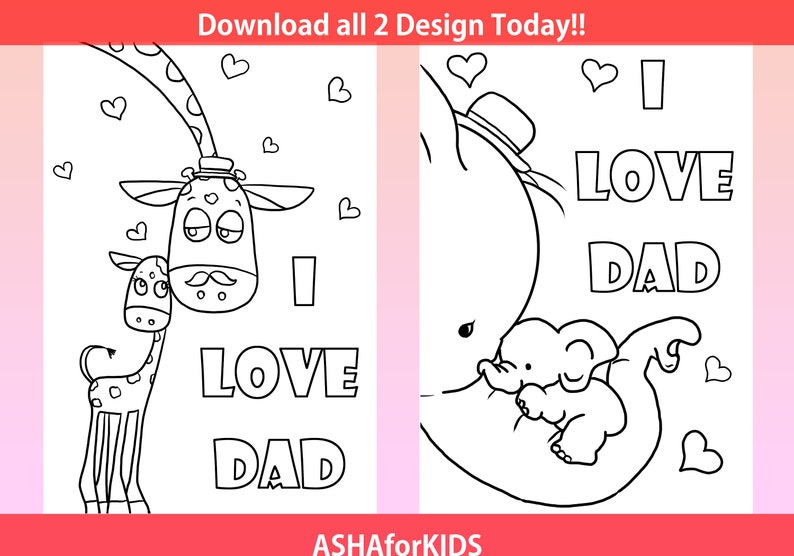 Printable I Love Dad Coloring Page for Kids, Play Sheet for Kids ...