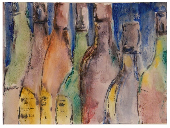 Abstract Watercolor Wine Bar - Etsy