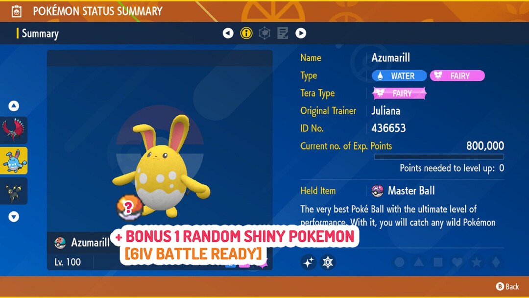 Azumarill SHINY 6IV Pokemon / Ready for Raid Battle / - Etsy