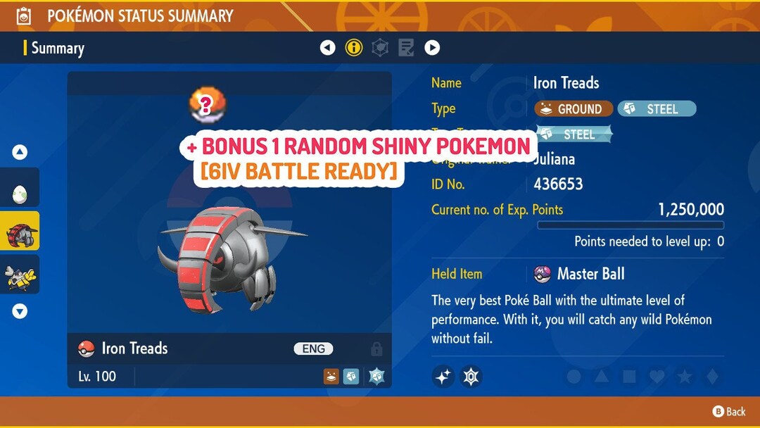 Iron Treads SHINY 6IV Pokemon / Ready for Competitive Battle / - Etsy