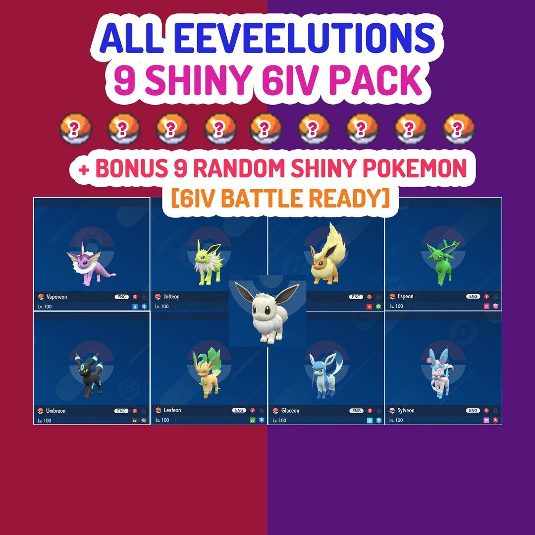 9 SHINY 6IV EEVEELUTIONS PACK / Ready for Competitive Battle ...